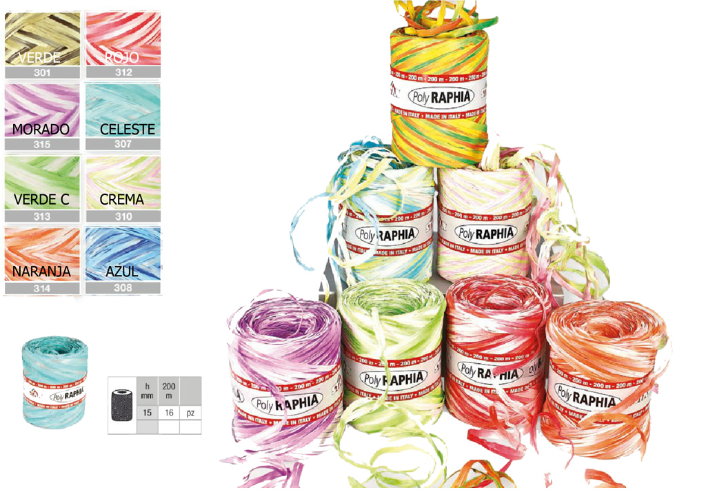 ROLLO DE RAFIA BICOLOR 5MM 200MT | andudecor.com